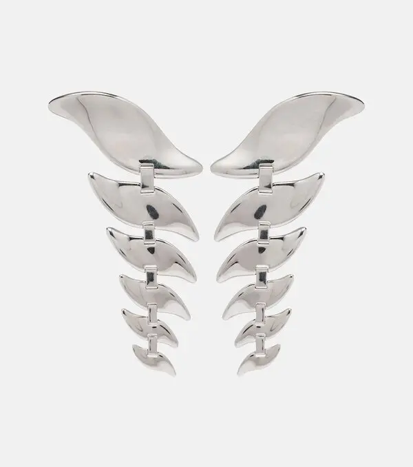 Khaite Leaf Drop Earrings - Silver