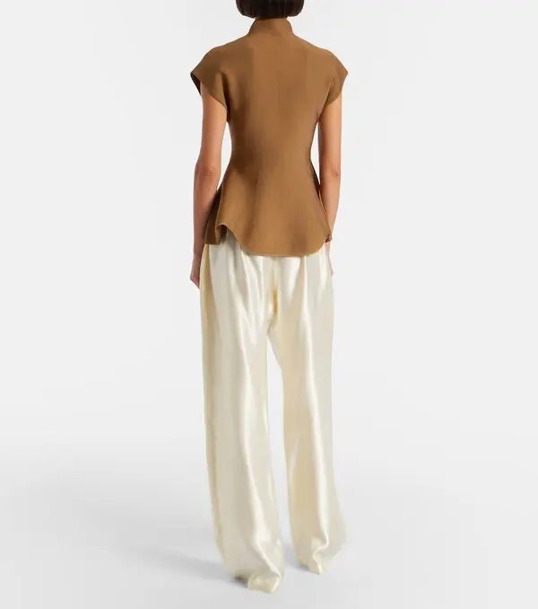 Khaite Rohen Satin Wide-leg Pants - White