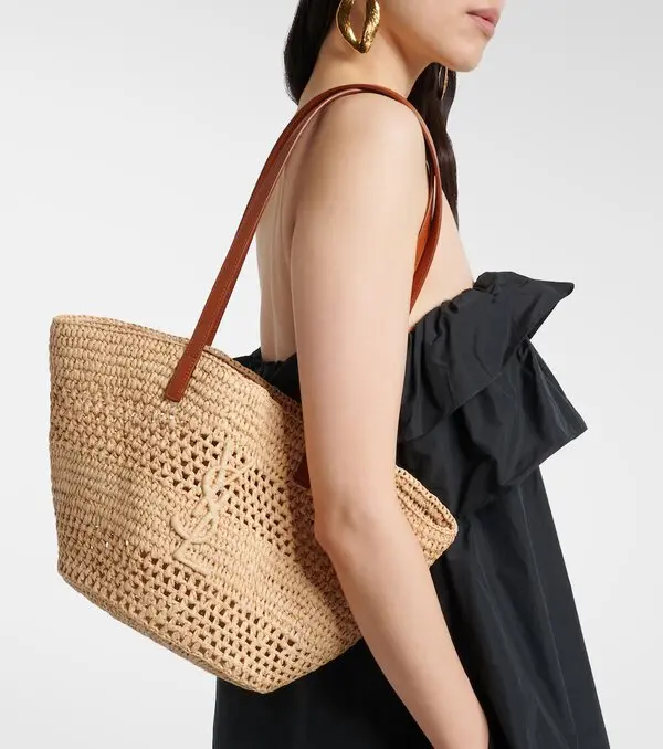 Saint Laurent Panier Small Raffia Bucket Bag