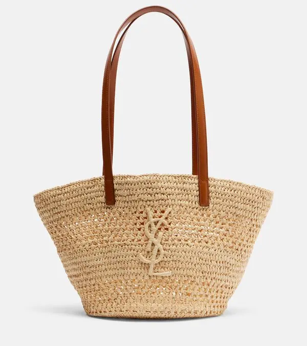 Saint Laurent Panier Small Raffia Bucket Bag - Beige
