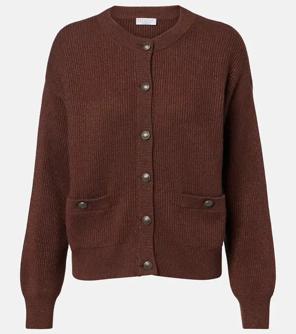 Brunello Cucinelli Cashmere-blend Cardigan - Brown