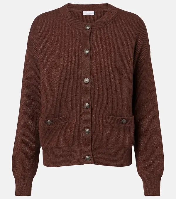 Brunello Cucinelli Cashmere-blend Cardigan - Brown