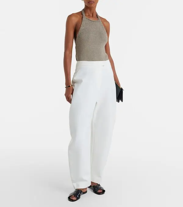 RÓHE Knitted Halterneck Cotton Top - Beige