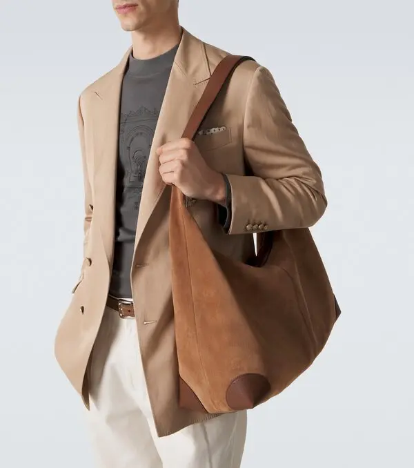 Brunello Cucinelli Leather-trimmed Suede Shoulder Bag