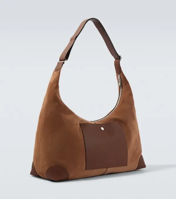Brunello Cucinelli Leather-trimmed Suede Shoulder Bag