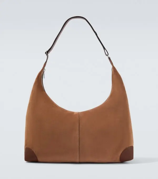 Brunello Cucinelli Leather-trimmed Suede Shoulder Bag - Cognac