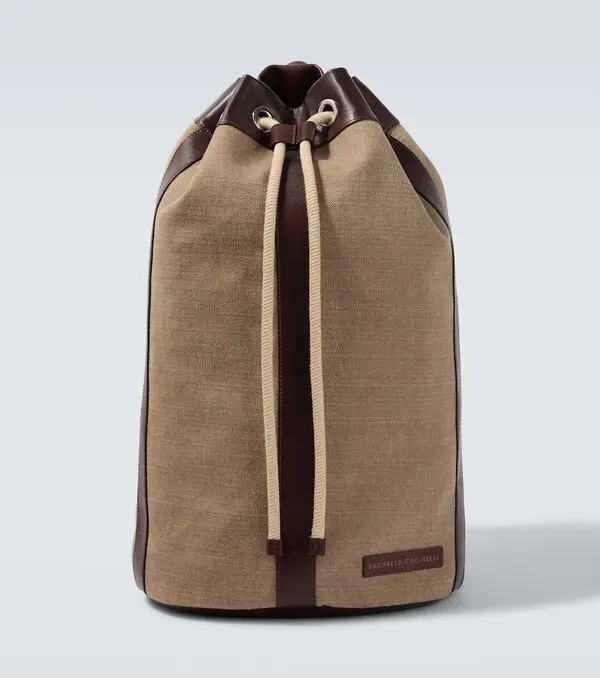 Brunello Cucinelli Leather-trimmed Canvas Backpack - Brown