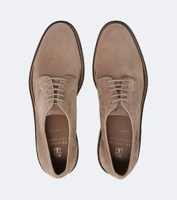 Brunello Cucinelli Suede Derby Shoes - Beige