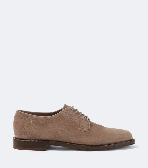 Brunello Cucinelli Suede Derby Shoes - Beige