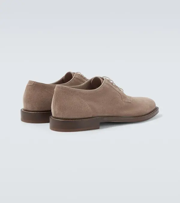 Brunello Cucinelli Suede Derby Shoes - Beige