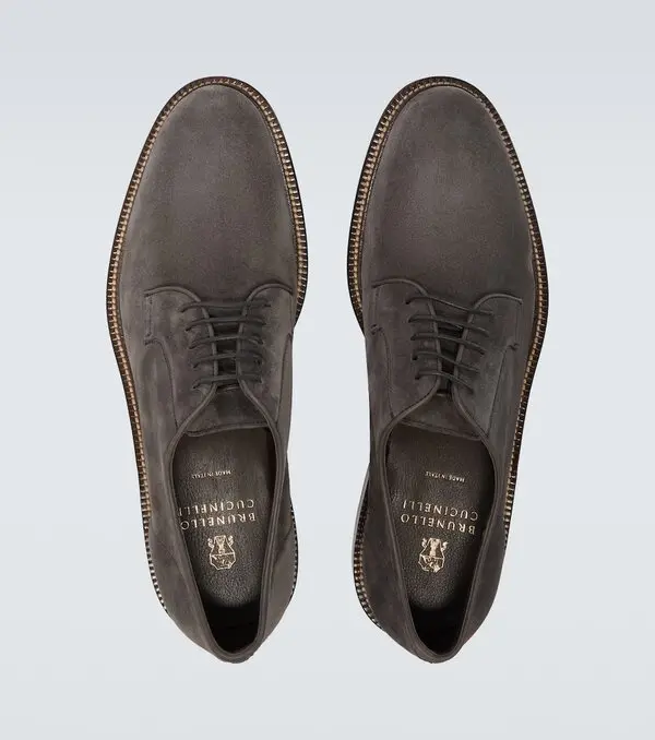 Brunello Cucinelli Suede Derby Shoes - Grey