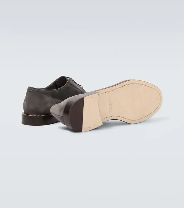 Brunello Cucinelli Suede Derby Shoes - Grey