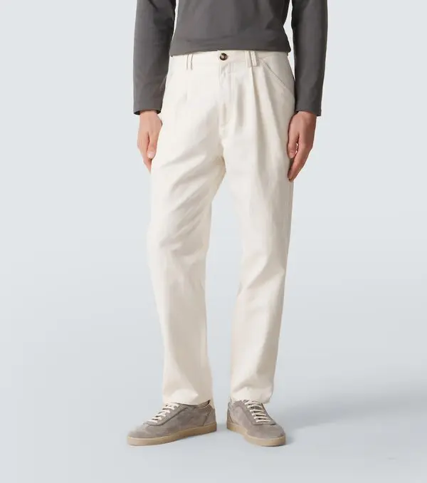 Brunello Cucinelli Cotton And Linen Canvas Straight Pants - White