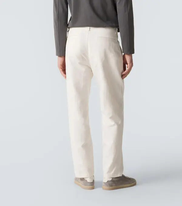 Brunello Cucinelli Cotton And Linen Canvas Straight Pants - White