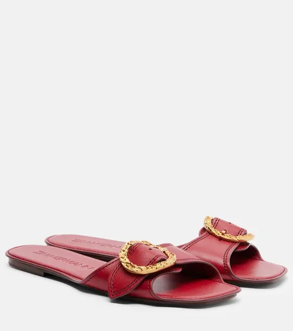 Zimmermann Solena Leather Slides - Red