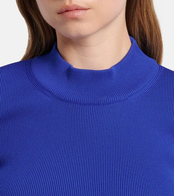 JIL SANDER Ribbed-knit High Neck Sweater - Blue