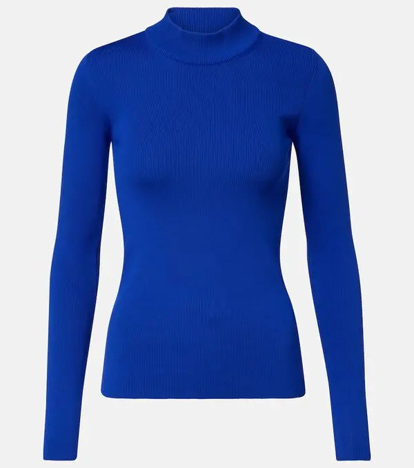 JIL SANDER Ribbed-knit High Neck Sweater - Blue