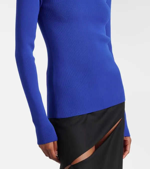 JIL SANDER Ribbed-knit High Neck Sweater - Blue