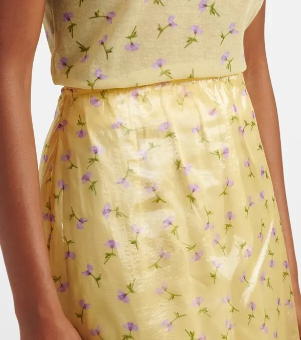 JIL SANDER Floral Organdy Midi Skirt - Yellow