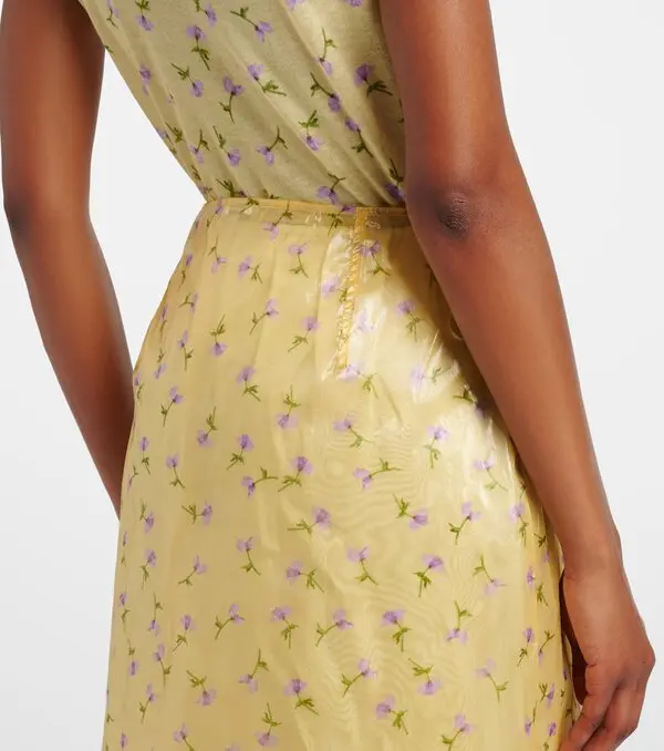 JIL SANDER Floral Organdy Midi Skirt - Yellow