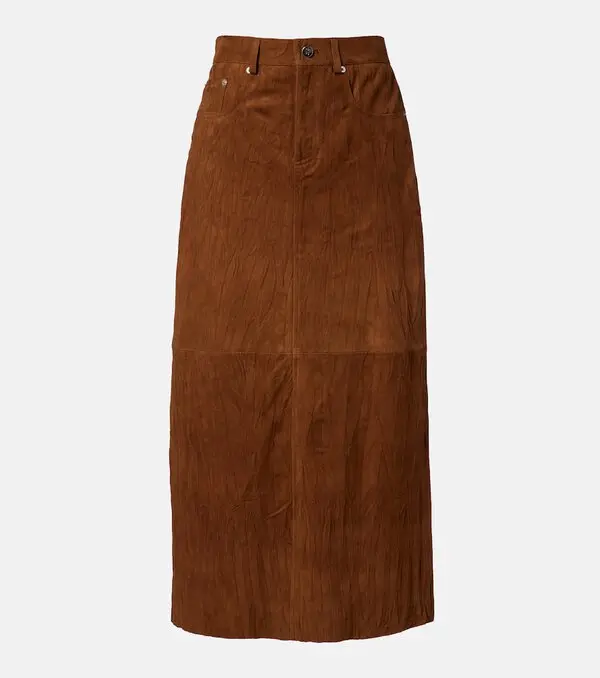 Proenza Schouler White Label Nayah Suede Midi Skirt - Brown