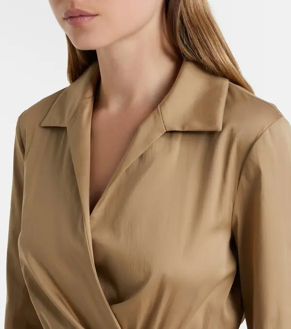 Max Mara Beta Cotton-blend Satin Wrap Dress - Beige