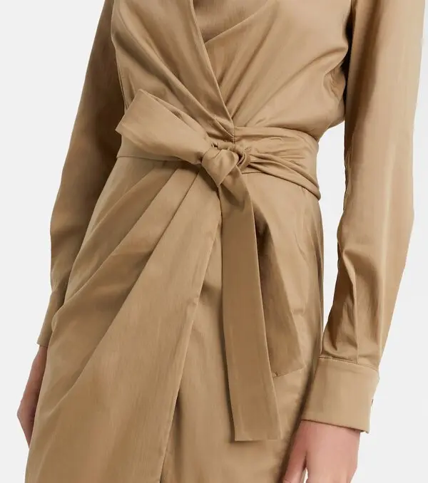 Max Mara Beta Cotton-blend Satin Wrap Dress - Beige