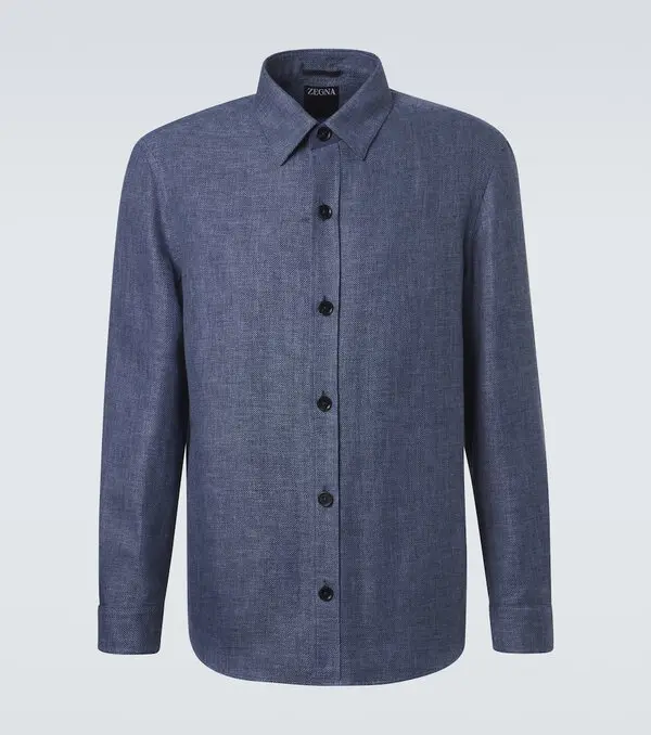 Zegna Cashmere, Linen And Silk Overshirt - Blue