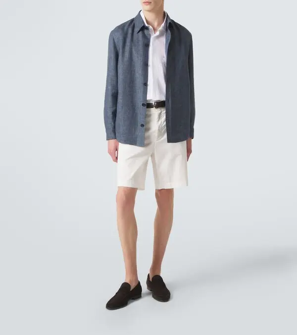 Zegna Cashmere, Linen And Silk Overshirt - Blue