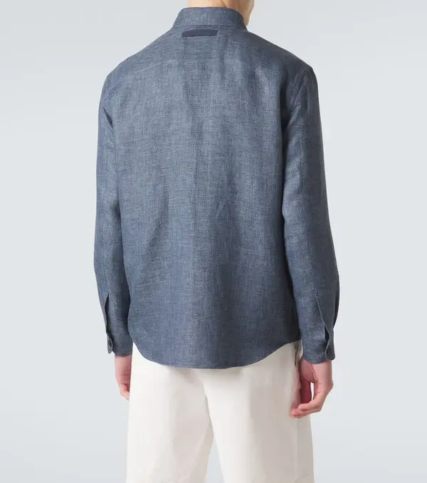 Zegna Cashmere, Linen And Silk Overshirt - Blue