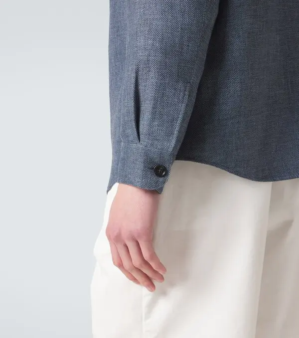 Zegna Cashmere, Linen And Silk Overshirt - Blue
