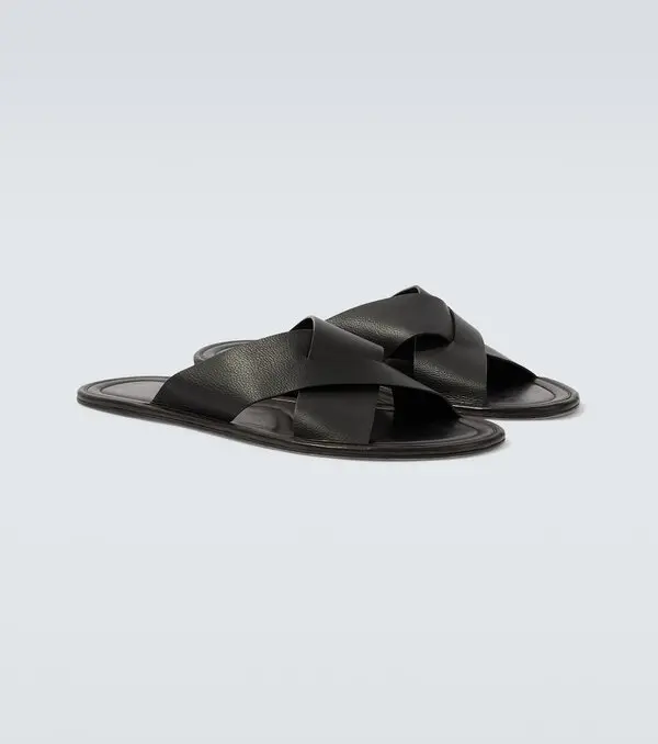 THE ROW Malick Cross Leather Sandals