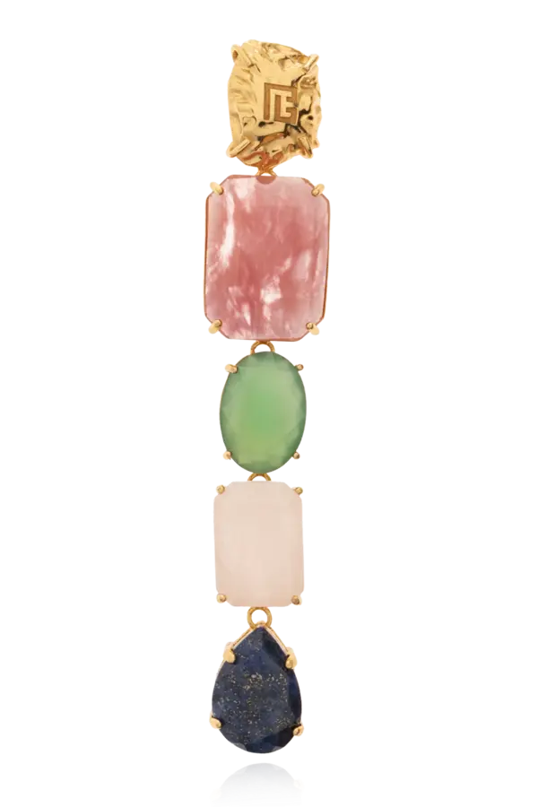 Balmain Clip-on Earrings With Gemstones - Gold