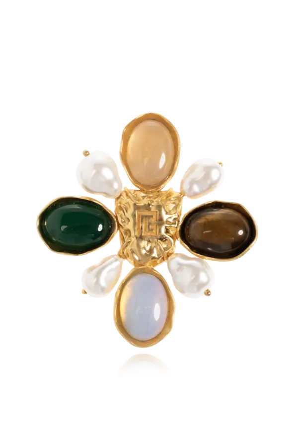 Balmain Brooch With Pearls - Gold