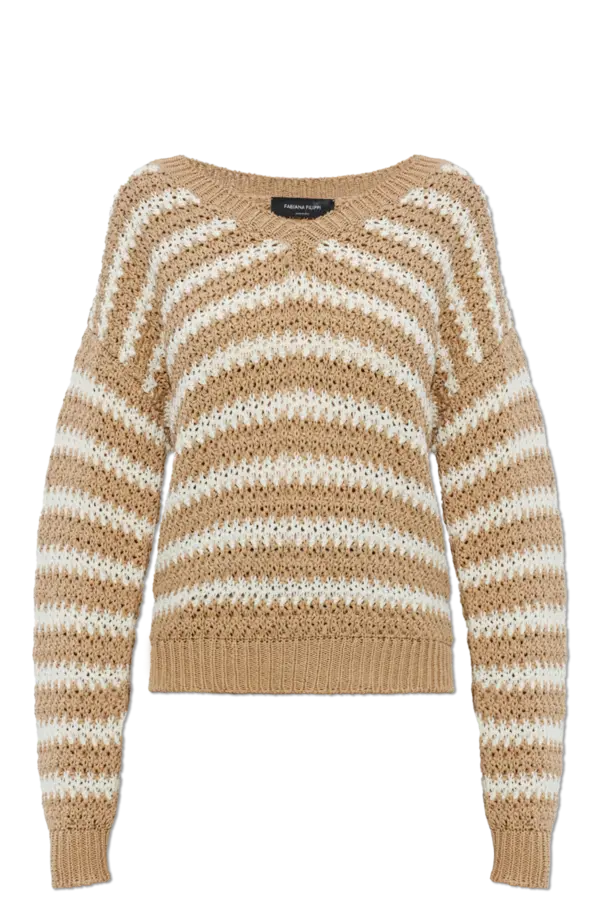 Fabiana Filippi V-neck Cotton Sweater - Brown