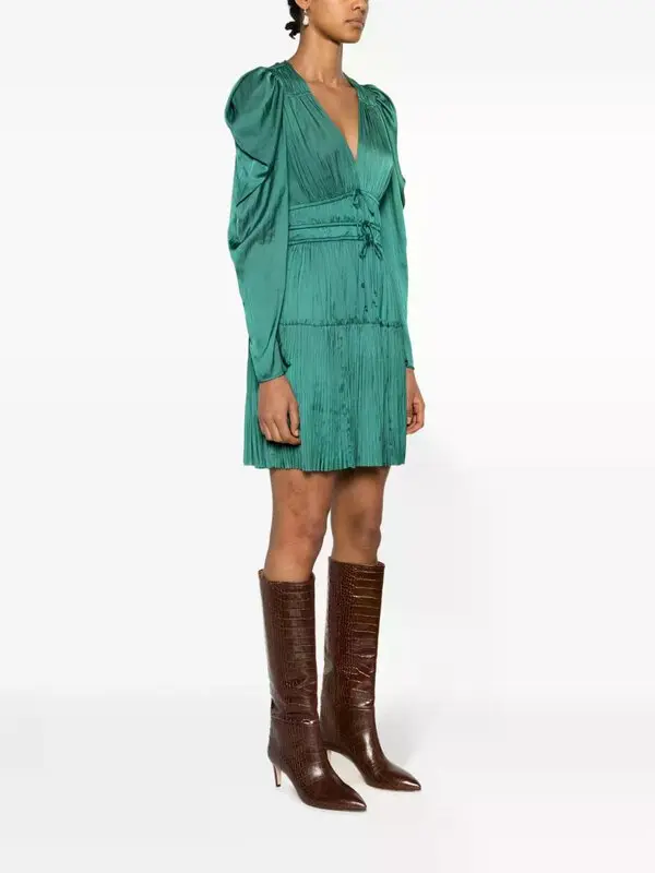 Ulla Johnson Plissé-effect Minidress - Green