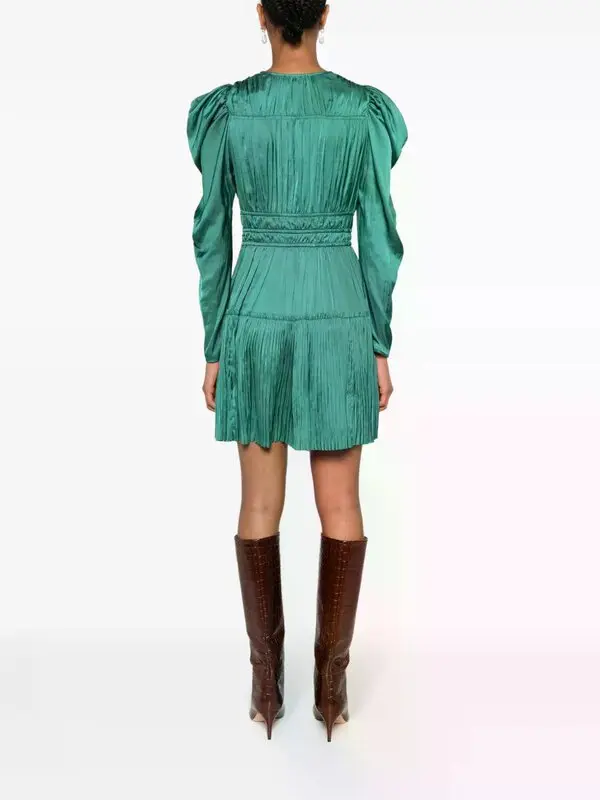 Ulla Johnson Plissé-effect Minidress - Green