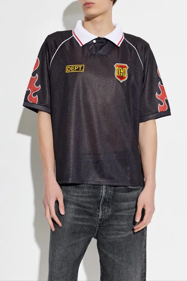 GALLERY DEPT. Polo Shirt With Flame Patches And Geometric Motifs