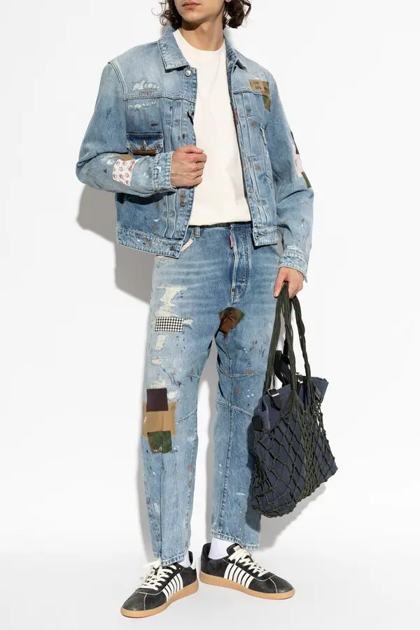 Dsquared2 Denim Jacket With Vintage Effect - Blue
