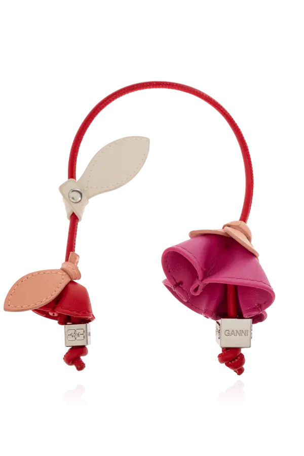 GANNI Bag Charm With Floral Motif - Red