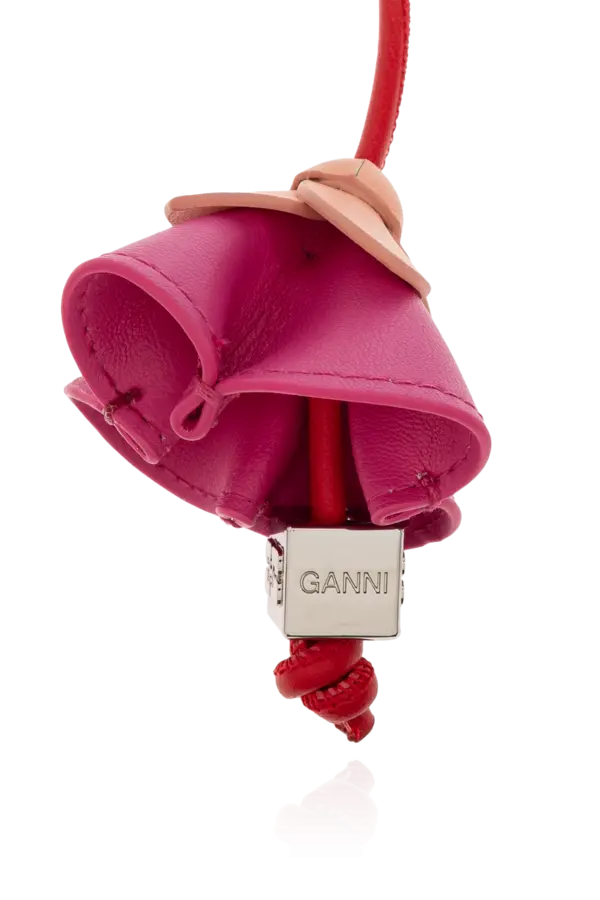 GANNI Bag Charm With Floral Motif - Red