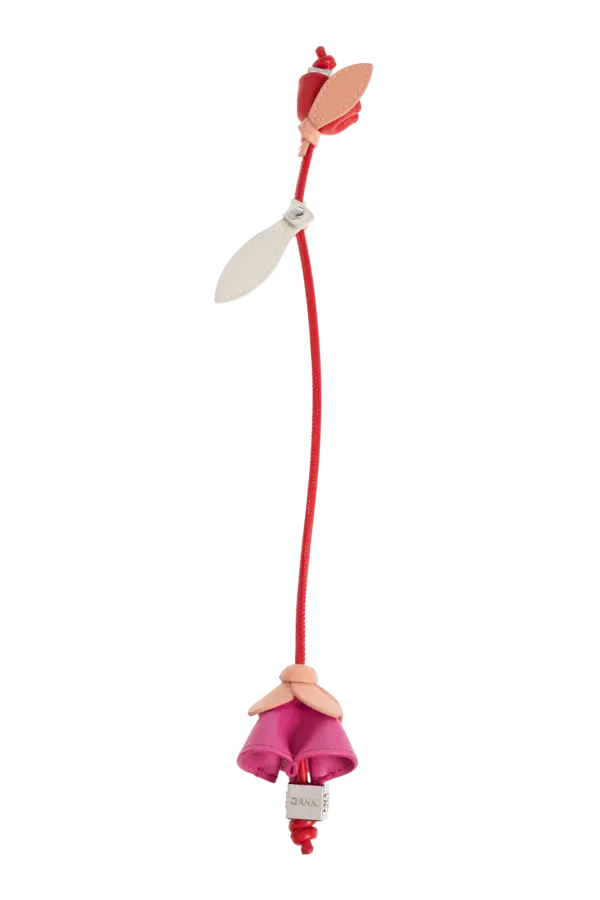 GANNI Bag Charm With Floral Motif - Red