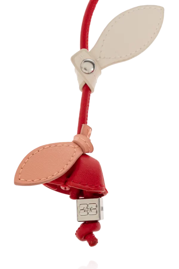 GANNI Bag Charm With Floral Motif - Red