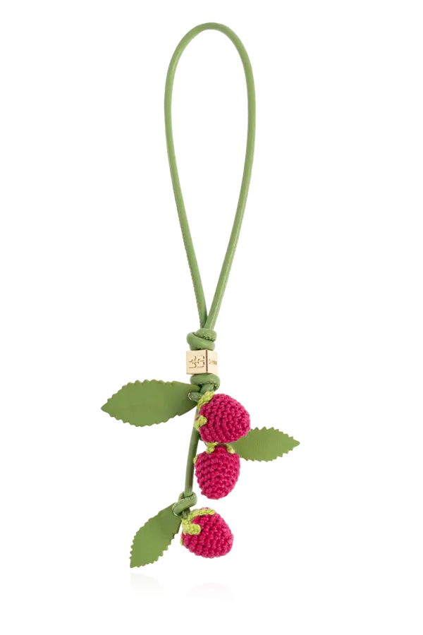 GANNI Raspberry Motif Bag Pendant - Green