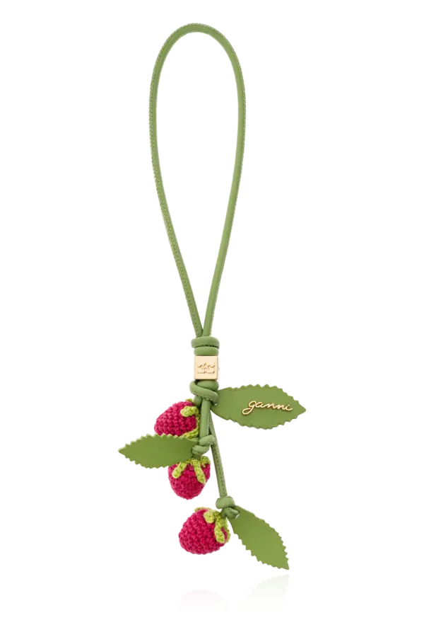 GANNI Raspberry Motif Bag Pendant - Green