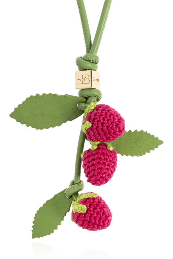 GANNI Raspberry Motif Bag Pendant - Green
