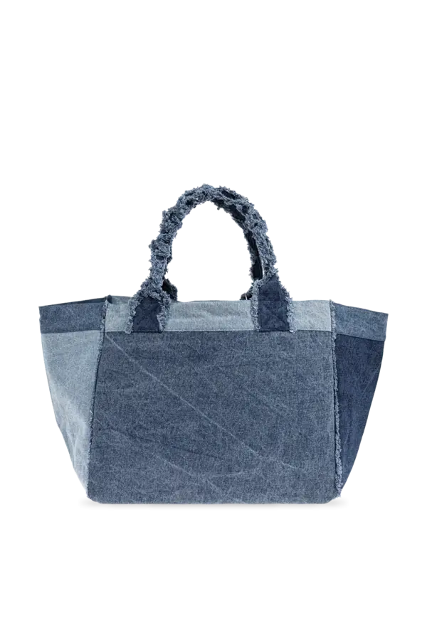 GANNI Logo Patchwork Shopper Bag - Navy Blue
