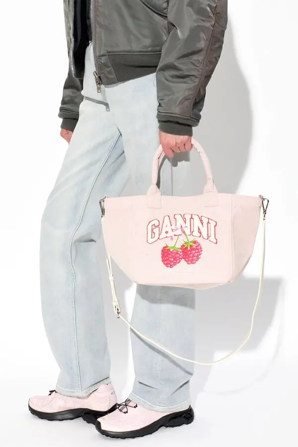 GANNI Logo Shopper Bag - Pink