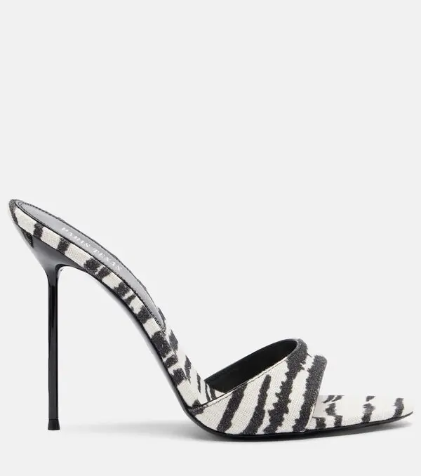 Paris Texas Lidia Zebra-print Canvas Mules