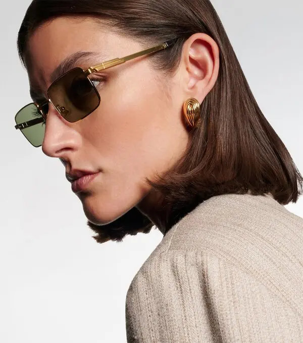 Bottega Veneta Rectangle Sunglasses - Gold